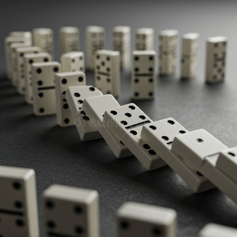 Domino Tiles Falling in Sequence, Capturing the Classic Domino Effect. the Scene Stock ...