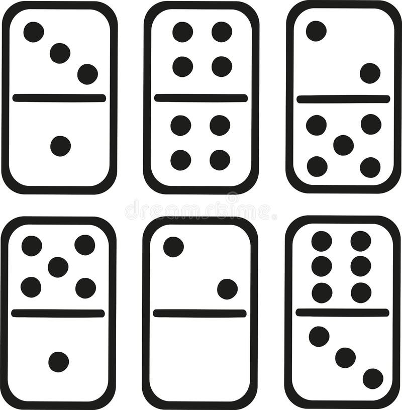 Domino Set of 28 Tiles. Thin Black Outline Pieces with Dots Stock ... Domino Set of 28 Tiles. Thin Black Outline Pieces with Dots Stock ...
