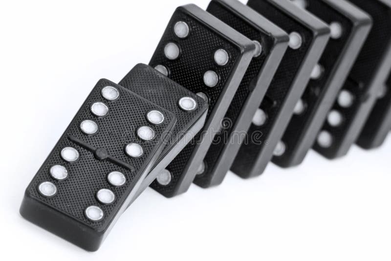 Dominoes falling down stock image. Image of white, isolated - 4793215
