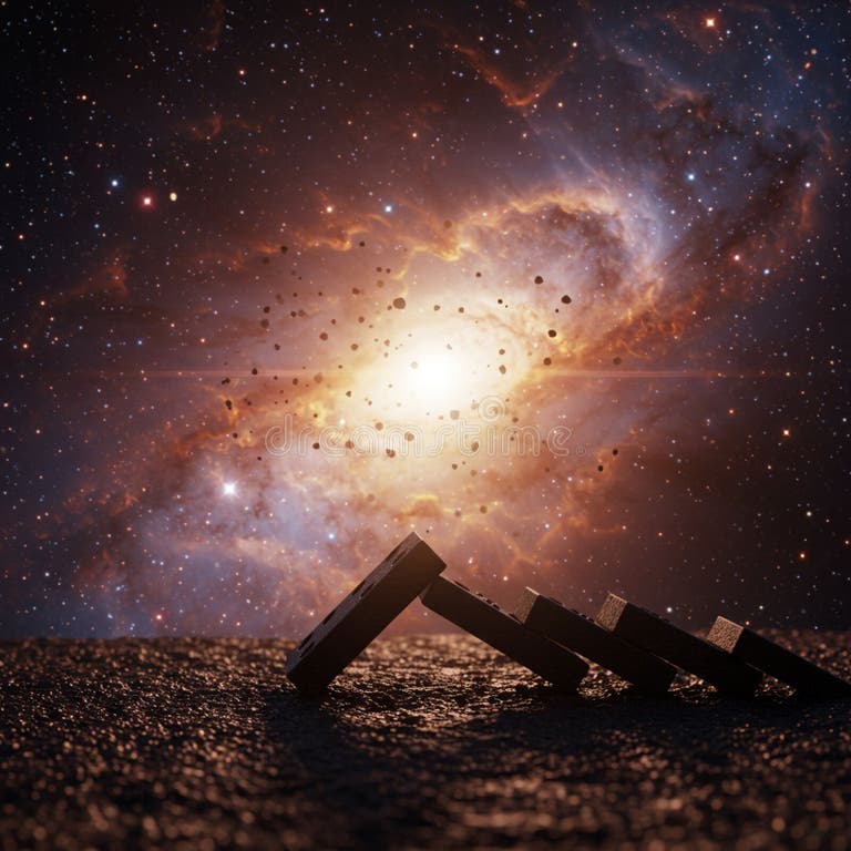 Dominoes Falling in Sequence on a Textured Surface, Set Against a ...