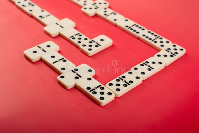 Dominoes with Red Background, Copy Space and Various Angles Stock Image ...