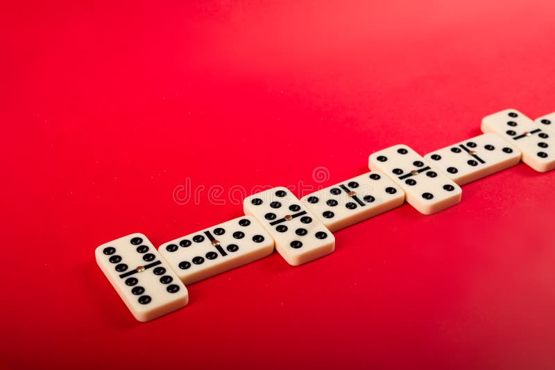 Dominoes with Red Background, Copy Space and Various Angles Stock Image ...