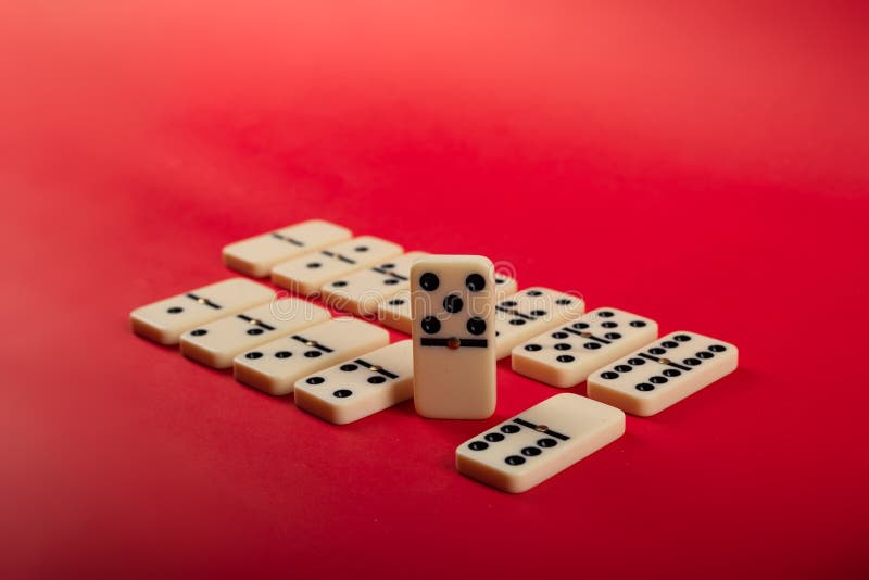 Dominoes with Red Background, Copy Space and Various Angles Stock Image ...