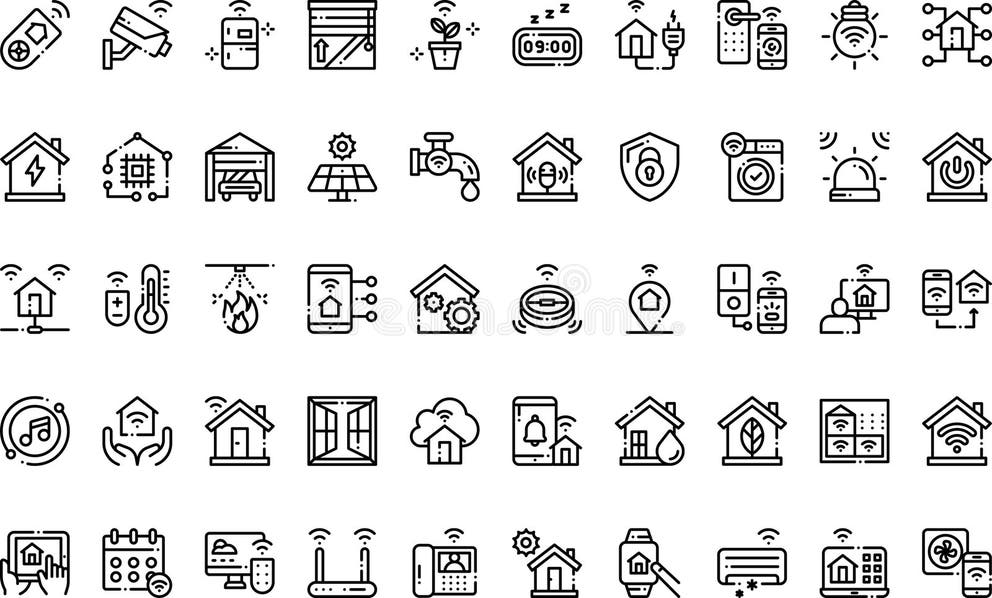 Domotics Icons High-Quality Vector Icons Collection with Editable Stroke. Ideal for Professional ...