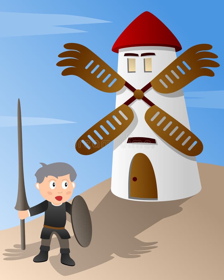 Don quixote and windmill stock vector. Illustration of attack - 7135353