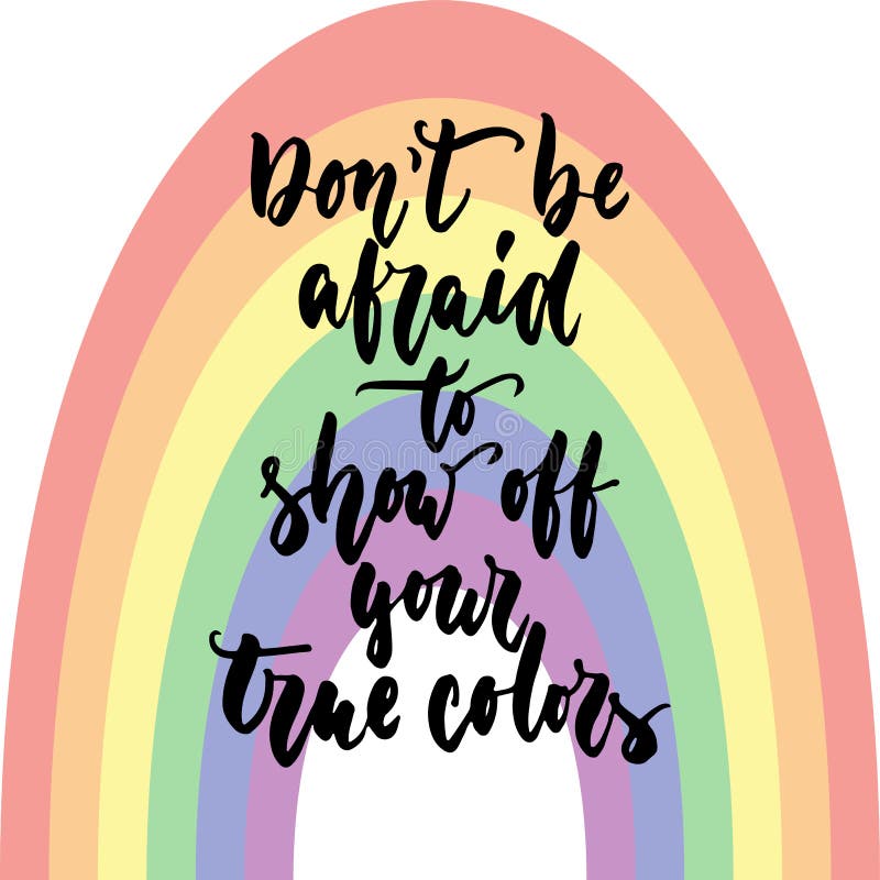 Rainbow Lgbt Slogan Hand Drawn Lettering Quote With Heart Isolated On