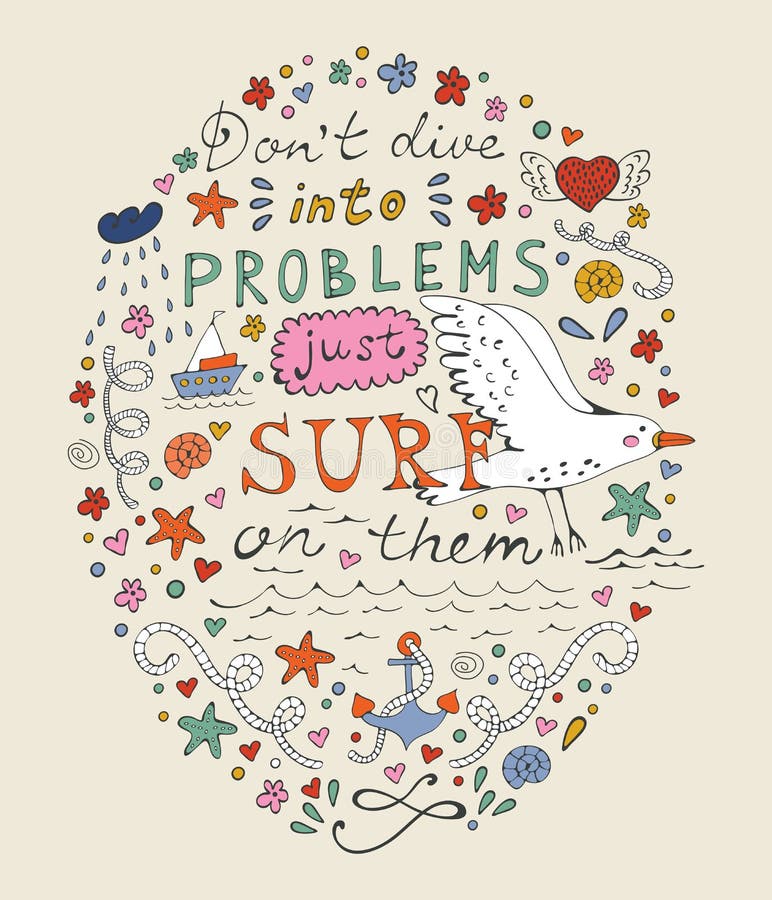 Don T Dive into Problems Just Surf on Them Stock Vector - Illustration ...