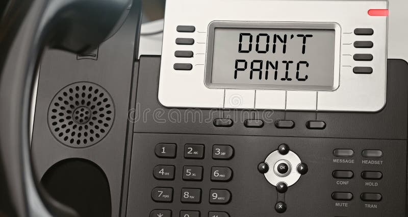 DON`T PANIC - Concept of Text on the IP Phone Display Stock Photo ...