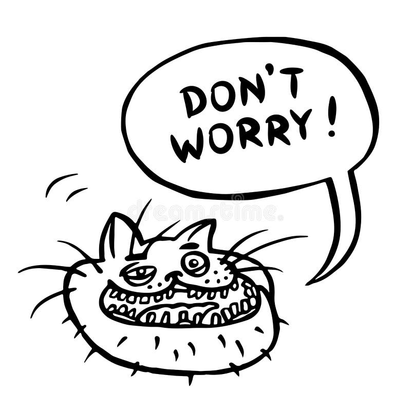 Don`t Worry! Cartoon Cat Head. Vector Illustration. Stock Vector ...