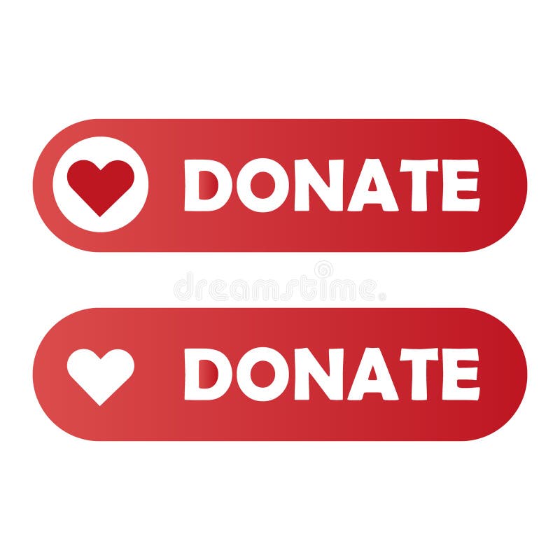 DONATE Button Icon. Heart Symbol Label. Red Charity Shape. Vector ...