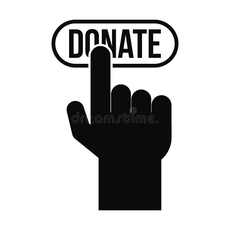 Donate Button Pressed by Hand Icon Stock Vector - Illustration of ...