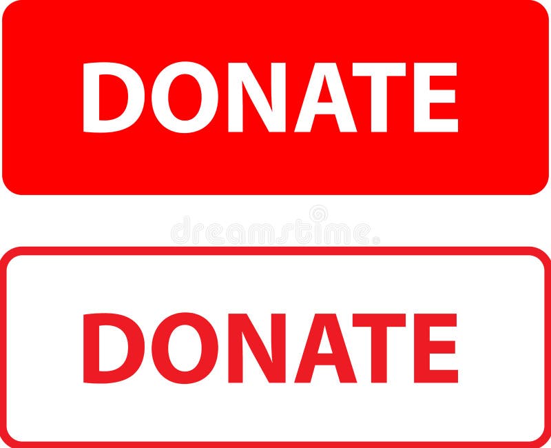 Donate Button Icon on White Background. Red Button with Red Heart Sign ...