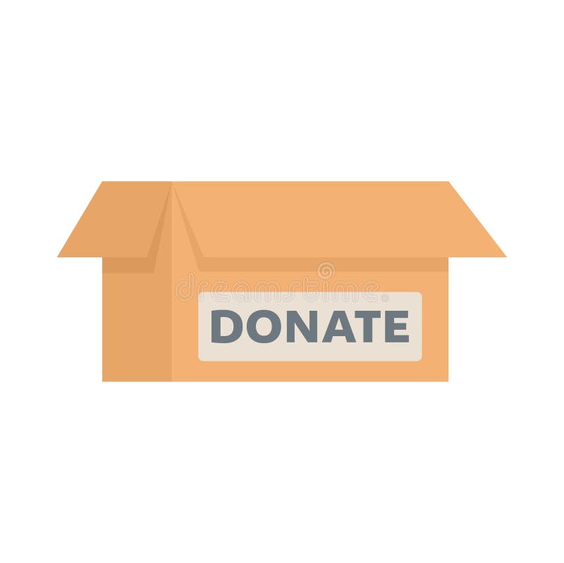 Donate Carton Box Icon, Flat Style Stock Vector - Illustration of heart ...