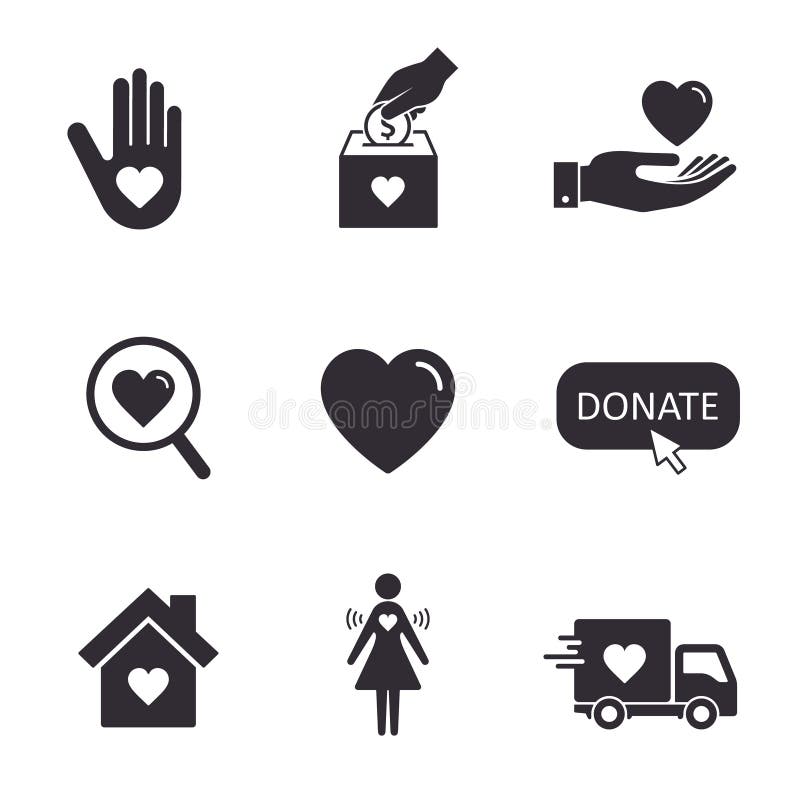 Donate, Charity Icon Set Vector Isolated Illustration Stock Vector ...