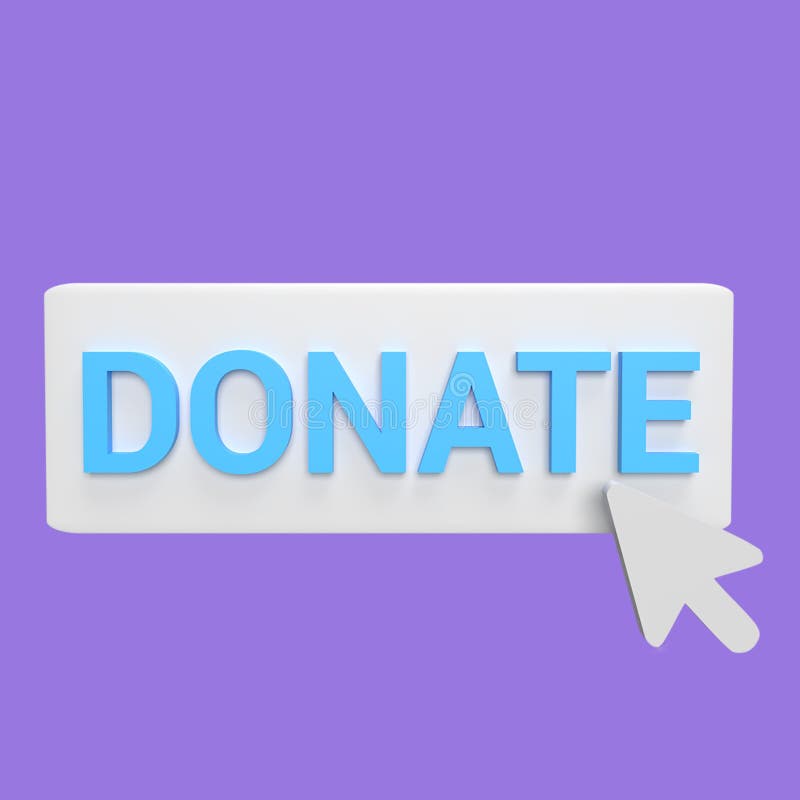 Donate Click with Cursor 3d Icon Model Cartoon Style Concept. Render ...