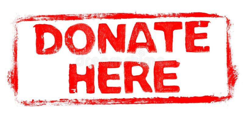 Red Stencil Frame: Donate Here Banner Stock Image - Image of badge ...