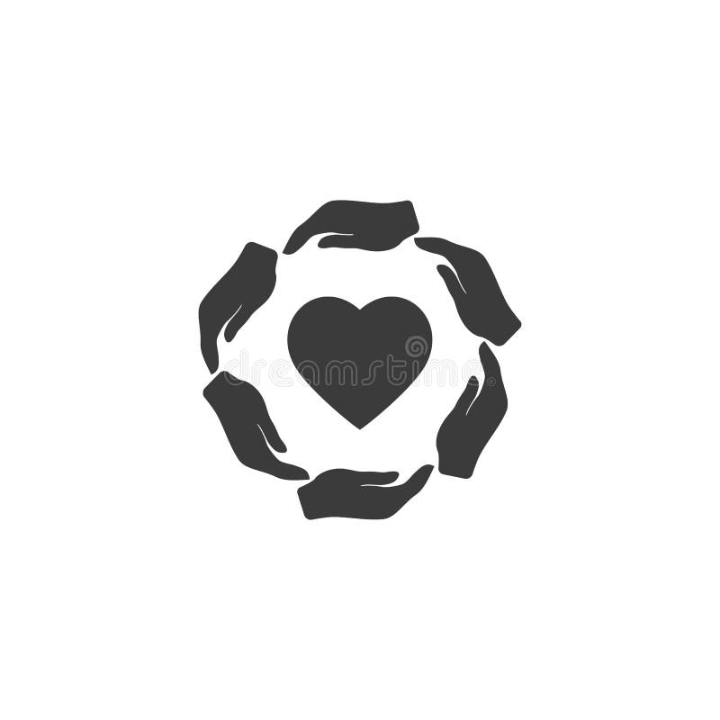 Donate Icon, Hands Support Heart, Line Symbol on White Background ...