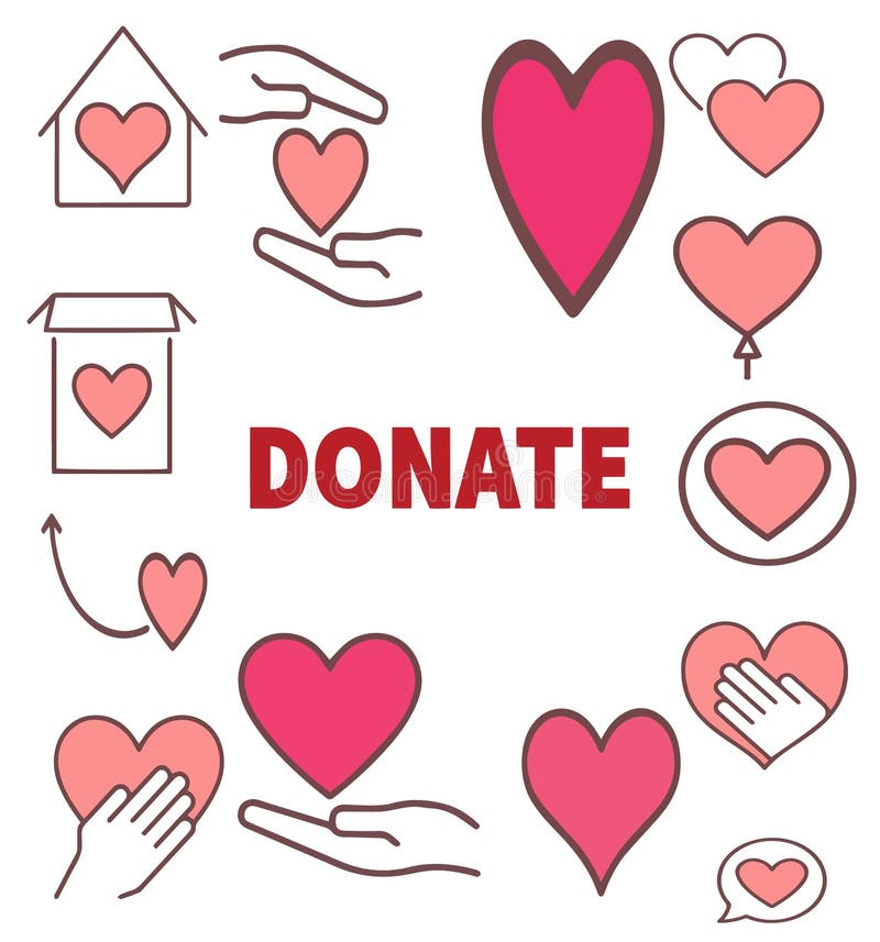 Donate Icon Set Editable Symbol Design Stock Vector - Illustration of ...