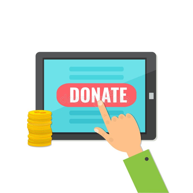 Donate Computer Key in Blue Showing Charity Stock Illustration ...