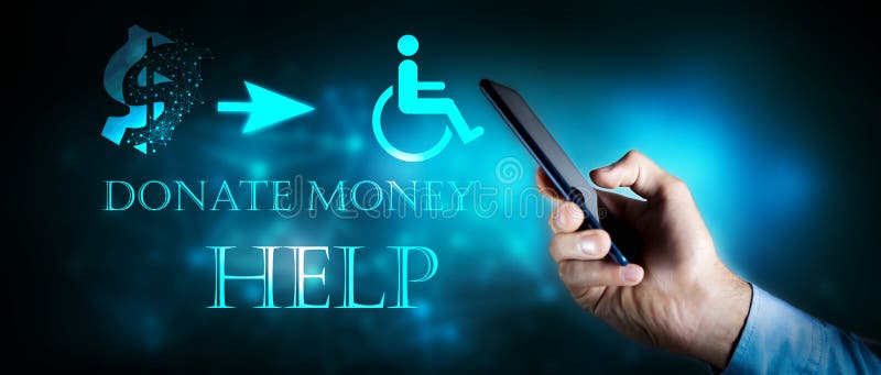 Donate Money To Help Disabled People Stock Image - Image of senior ...