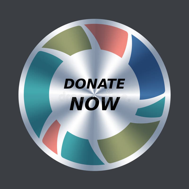 Donate Now Web Button. Vector Round Metallic and Color Icon Stock ...