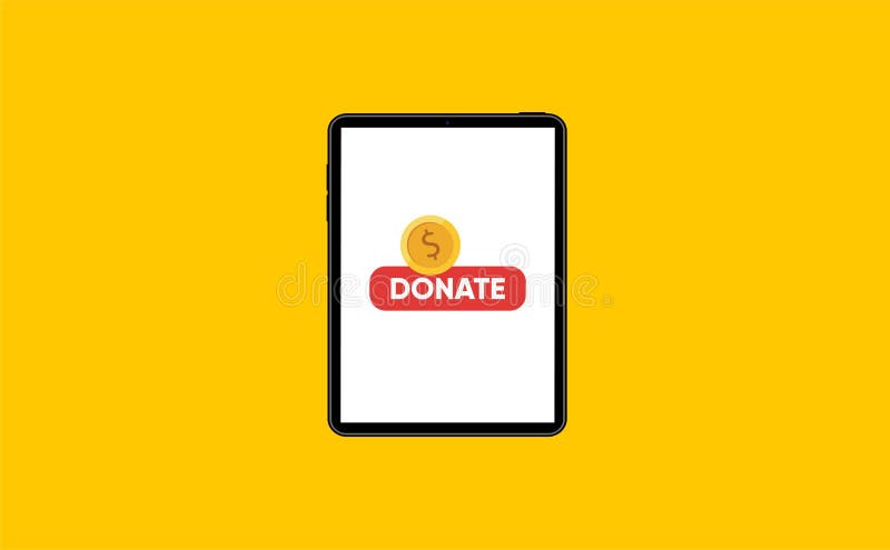 Donate Online Concept. Smartphone with Gold Coin and Button on ...