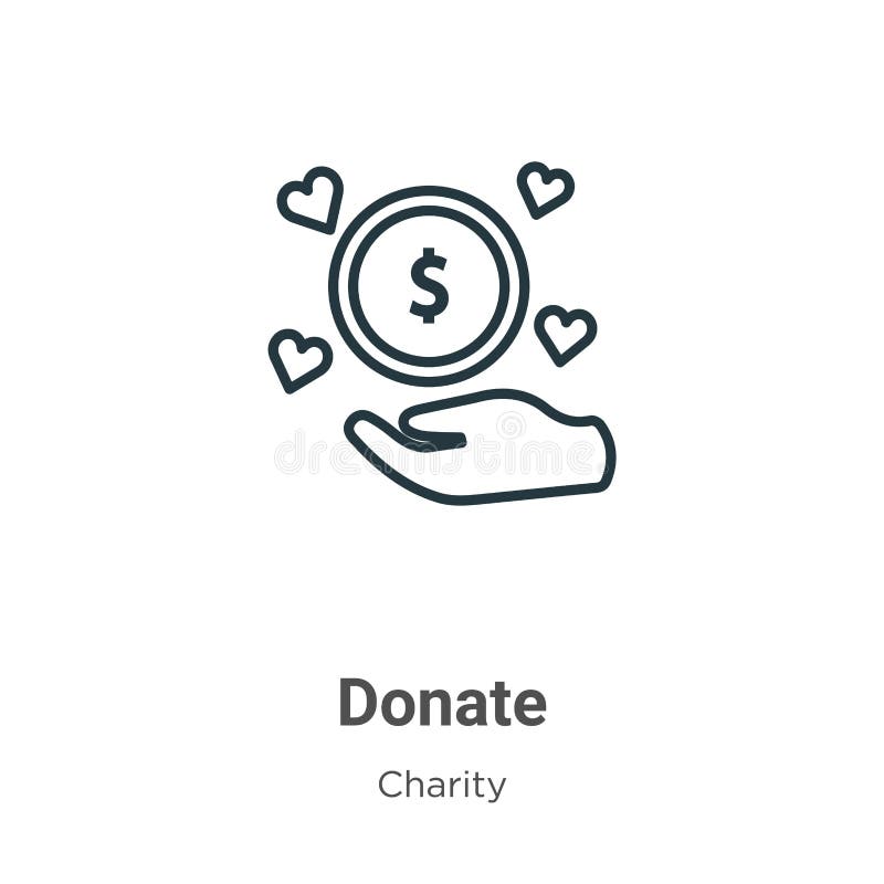 Donate Outline Vector Icon. Thin Line Black Donate Icon, Flat Vector ...