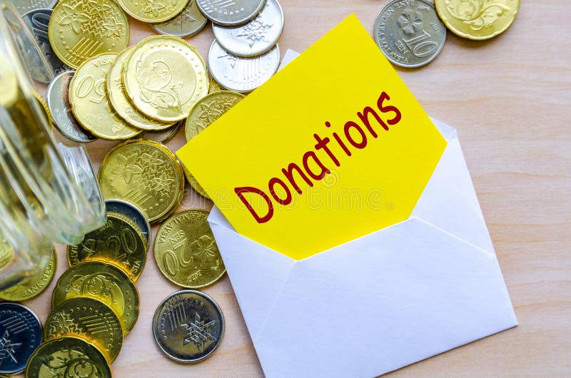 Donate Today Text on Yellow Paper Covered with White Envelope Stock ...