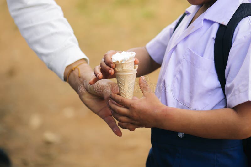 Donating Food from the Concern of Human Friends To the Poor Stock Photo ...