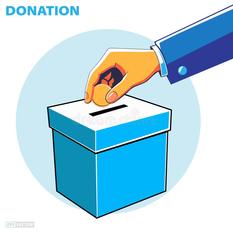 A Donation Box with Hand and Money, Flat Design Concept. Eps. Stock ...