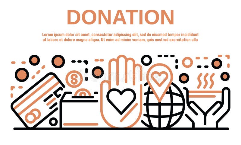 Donation Banner, Outline Style Stock Vector - Illustration of icon ...