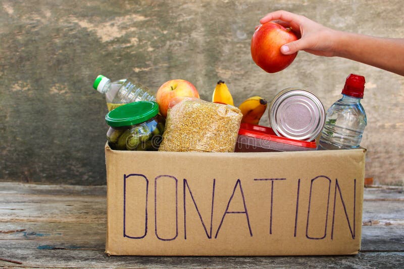 Donation box with food. stock image. Image of children - 101690435