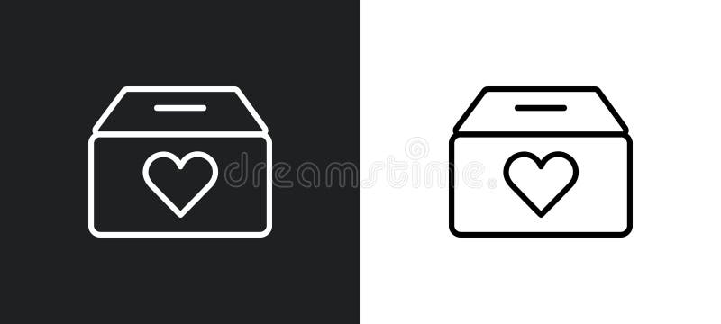 Donation Box Outline Icon in White and Black Colors. Donation Box Flat ...