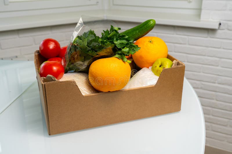 Donation Box with Vegetables and Products Stock Photo - Image of donate ...
