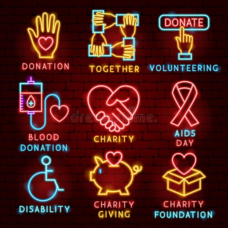 Donation Charity Label Set stock vector. Illustration of love - 224603025