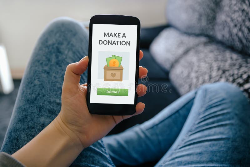 Donation Concept on Smartphone Screen Stock Image - Image of mobile ...