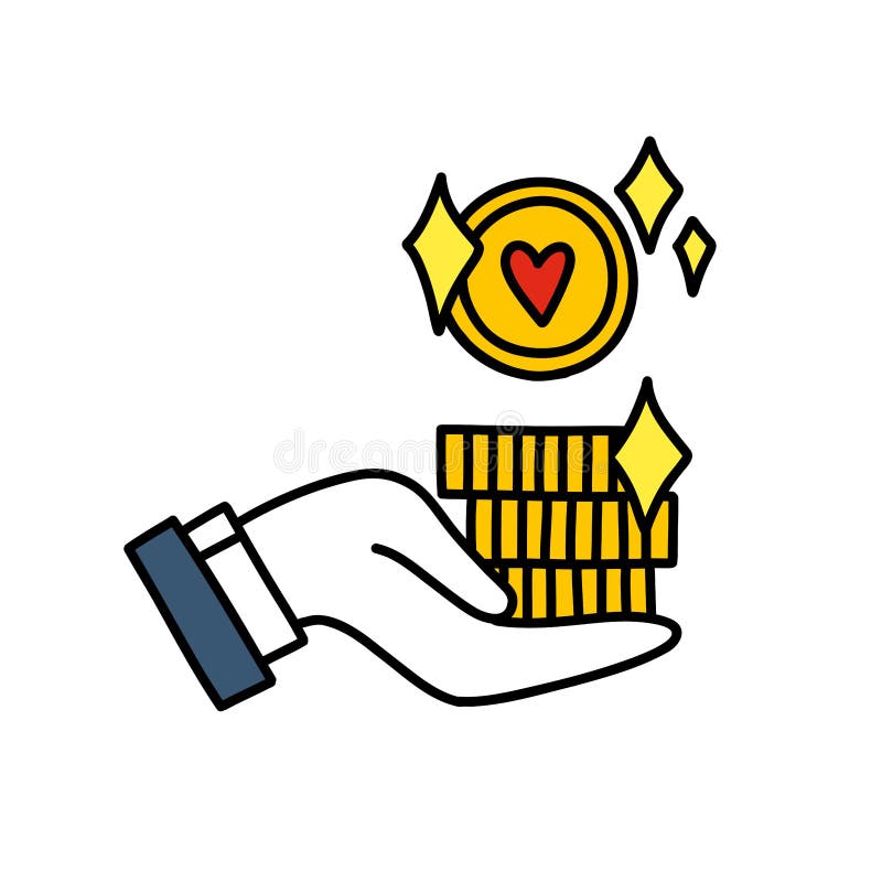 Donation Doodle Icon, Vector Color Line Illustration Stock Vector ...