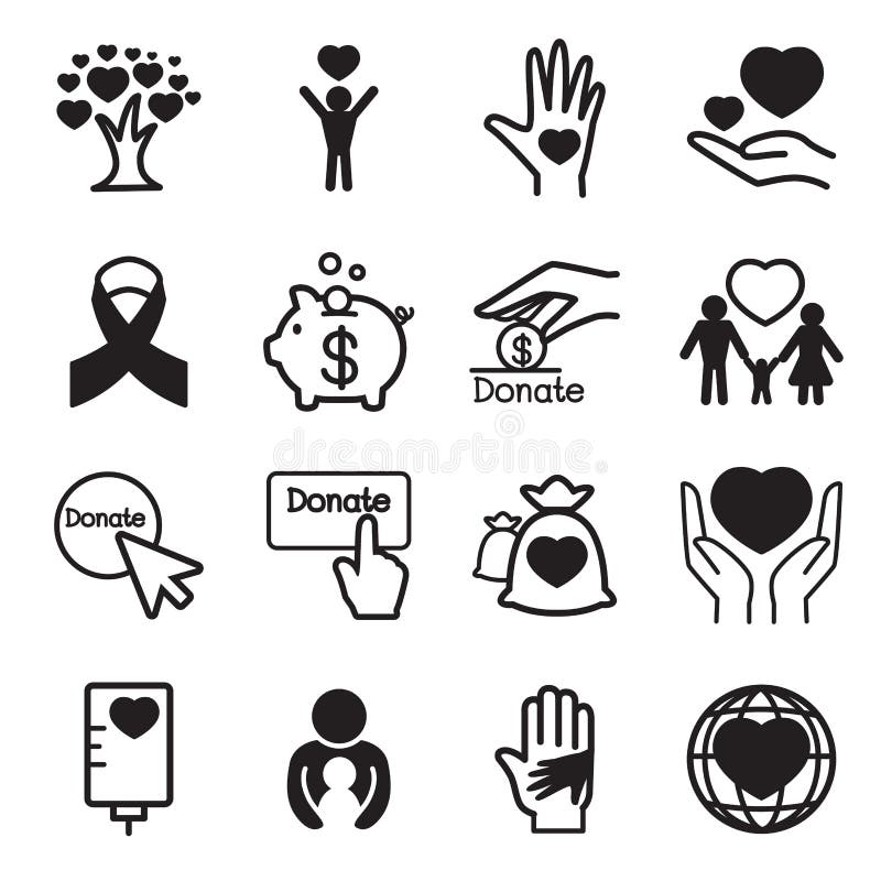 Donation & Giving Icons Set Stock Vector - Illustration of charity ...