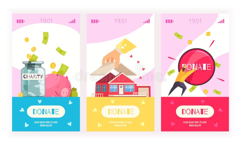 Donation Vertical Banners Collection Stock Vector - Illustration of ...