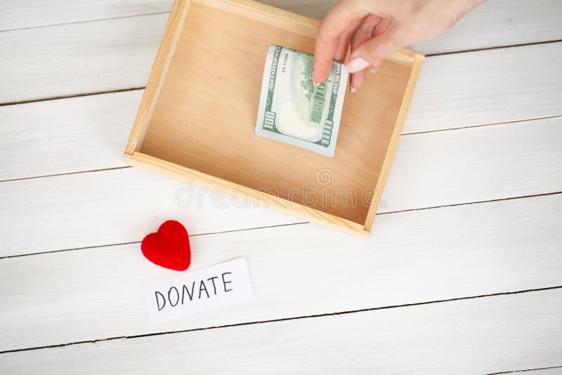 Donations and Charity. Donation Concept. Box of Donations and Heart on ...