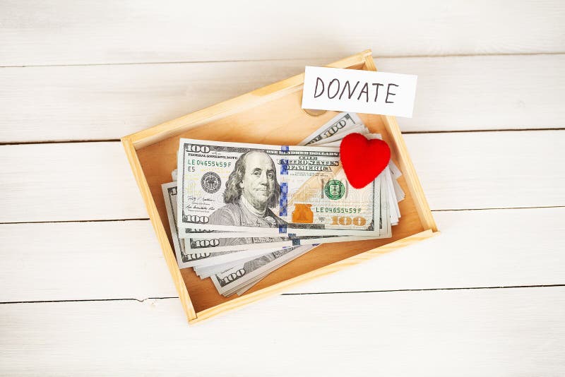 Donations and Charity. Donation Concept. Box of Donations and Heart on ...