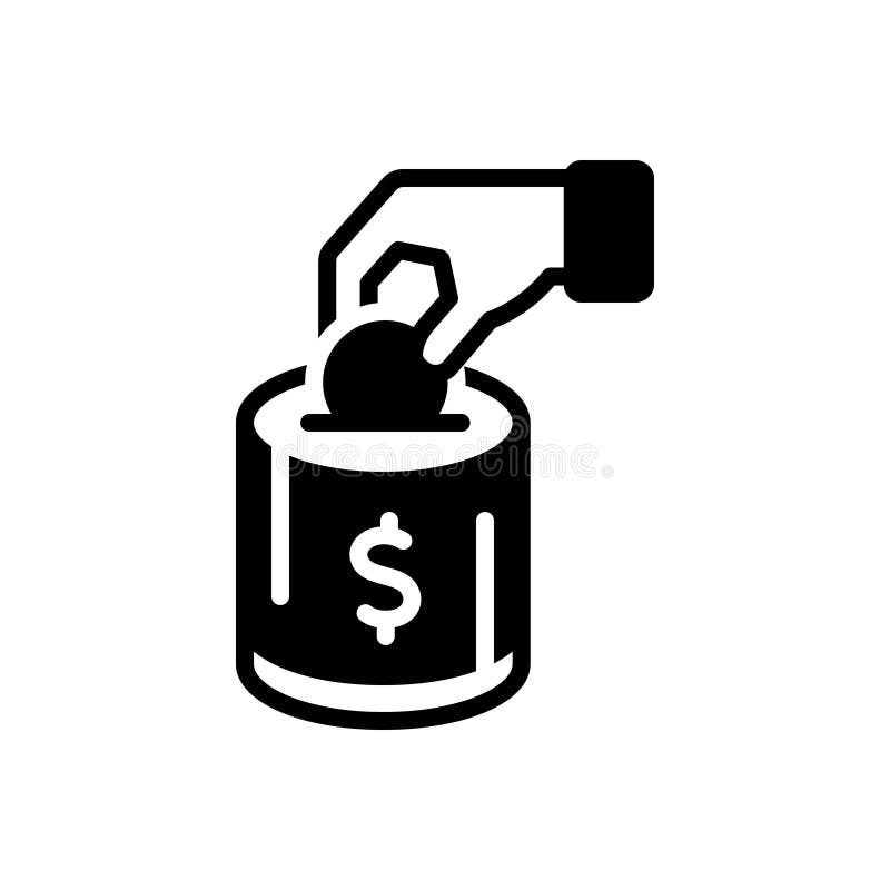 Black Solid Icon for Donations, Contribution and Gratuity Stock Vector ...