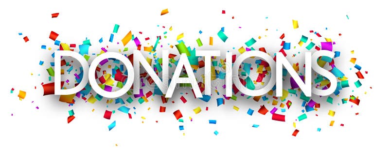 Donations Sign Over Cut Ribbon Confetti Background Stock Vector ...