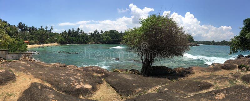 Dondra beach panorama stock image. Image of dondra, rocks - 73845999