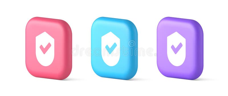 Done Checkmark Shield Button Success Protection Approved Web App 3d ...