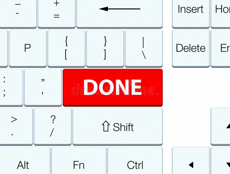 Done red keyboard button stock illustration. Illustration of word ...