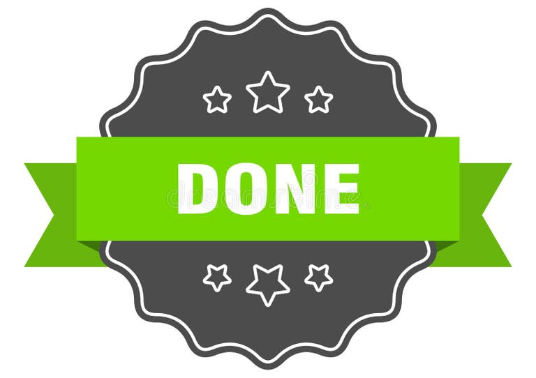 Done label stock vector. Illustration of ribbon, badge - 160027951