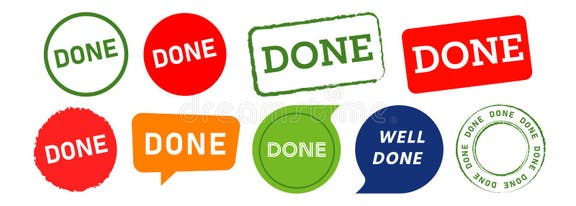 Done Square Circle Stamp and Speech Bubble Label Sticker Sign Accept ...