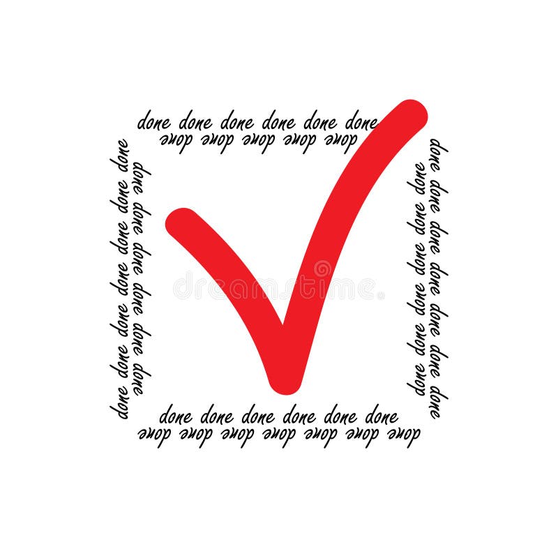 Done Symbol Icon in Form of Red Tick, Creative Vision. Vector, Text ...