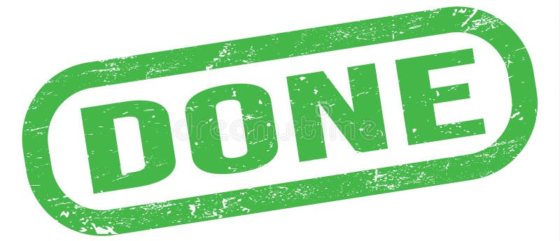 DONE, Text on Green Rectangle Stamp Sign Stock Illustration ...